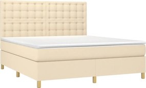Box spring postel s matrací a LED krémová 180x200 cm textil 3135778