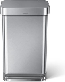 Nášlapný ocelový odpadkový koš ve stříbrné barvě 45 l – simplehuman