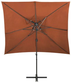 Konzolový slunečník s dvojitou stříškou terakota 250 x 250 cm,  312367