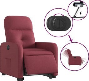 Elektrické zvedací polohovací křeslo vínové textil 3206816