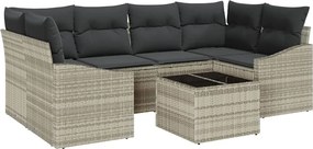 Set pohovek 7 ks Světle šedá polyratan 3346622