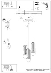 Závěsné svítidlo Brina, 3x skleněné/bílé kovové stínítko,
