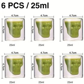 Panákové sklenice ve tvaru lebky Set: 6 ks 25 ml