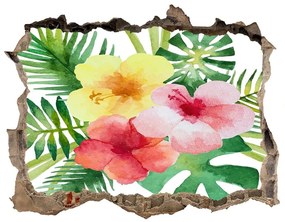 Wallmuralia Samolepící díra nálepka Hawajské květiny 95x64 cm