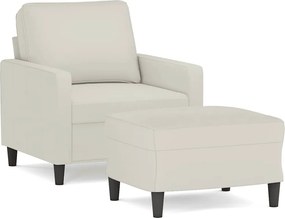Křeslo s podnožkou krémové 60 cm samet 3201053