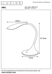 Lucide 18652/06/30 stolní LED lampa Emil černá, 4,5W, 3000K, 37,5cm