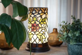 Válcovitá stolní lampa Tiffany s květinou Flo - Ø 15*26 cm E14/max 1*40W