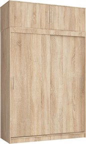 Šatní skříň posuvná s nástavbou Mono 150 cm dub sonoma
