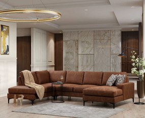 Hanah Home Rohová pohovka PORTO hnědá levá 560ARE1232