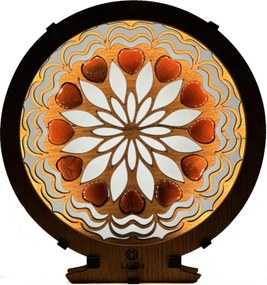 Li-Go "Srdce, karneolová mandala" Stolní lampa 20x22 cm dub