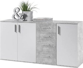 Komoda, bílá/beton, POPPY 3