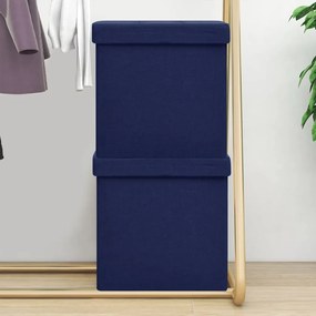 vidaXL Skládací úložné stoličky 2 ks modré umělý len