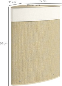 Koš na prádlo HOMCOM z bambusu, 55 l – trojúhelníkový rohový design s odnímatelnou pratelnou vložkou, víkem a madlem, 35 x 60 cm, přírodní