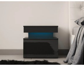 Noční stolek Lestirola 1S, Barva:: černá / černý lesk