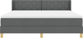Postel s boxspringem s čelo Tmavě šedá 200 x 180 cm textil 3341371