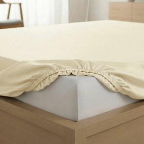 Kvalitex Saténové prostěradlo s gumou smetanová, 90 x 200 cm