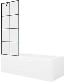 Mexen Cubik obdélníková vana 150 x 70 cm s krytem a jednodílnou zástěnou 70 cm, černý vzor - 550315070X9507007077