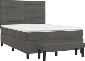 Box spring postel s matrací tmavě šedá 140x200 cm samet 3137906