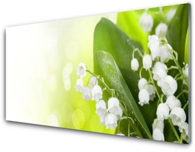 Obraz na skle Konvalinky Listy Květiny Louka 125x50 cm