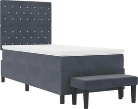 Postel s boxspringem s čelo Tmavě šedá 190 x 90 cm samet 3344415
