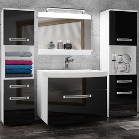Koupelnový nábytek Belini Premium Full Version černý lesk + umyvadlo + zrcadlo + LED osvětlení Glamour 101
