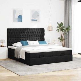 Osmanský rám postele s matrací černý 200x200cm textil 3314571