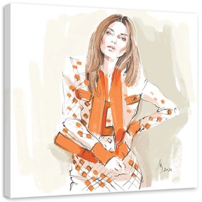 Gario Obraz na plátně Žena Oranžová móda - Irina Sadykova Rozměry: 30 x 30 cm