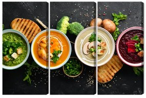 Vícedílný obraz Zeleninové Krémové Polévky Nedostatek Nedostatek Přírodní plátno 150x100