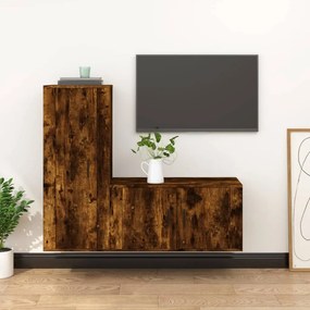 vidaXL 2dílný set TV skříněk kouřový dub kompozitní dřevo