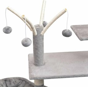 Škrabadlo pro kočky se sisalovými sloupky, 125 cm, šedá 170480