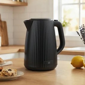 HOMCOM Elektrická konvice 1,7L, rychlovarná funkce, 2200W, s vyjímatelným filtrem proti vodnímu kameni, automatické vypnutí, Černá