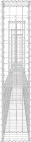 Gabionový koš ve tvaru U se 4 sloupky železo 380 x 20 x 100 cm 151277