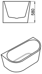 BPS-koupelny Volně stojící akrylátová vana ke stěně HYD-LE527B 150x75 bílá, odtokový komplet černý
