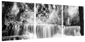 Černobílý obraz vodopádů (90x30 cm)