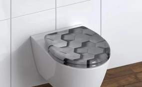 Eisl / Schüette Eisl WC sedátko Grey Hexagons duroplast SoftClose, EasyTake