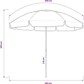 Plážový slunečník modrý 240 cm 314712