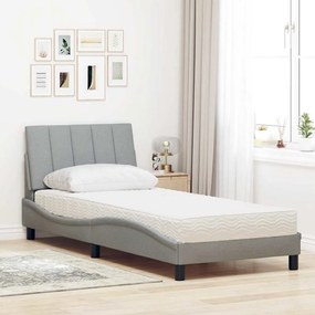 Postel s matrací Hanko světle šedá 90 x 190 cm textil 3310496