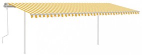 Ručně zatahovací markýza se sloupky 350x250 cm Dekorhome Bílá / žlutá