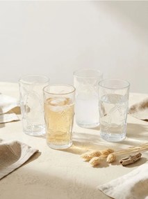Sinsay - Sada sklenic s reliéfním vzorem palem 4 pack - clear