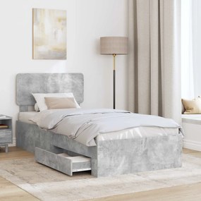 Rám postele s čelo Betonově šedá 70 x 190 cm Kompozitní dřevo 3412439
