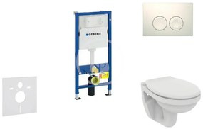 Geberit - Set předstěnové instalace, klozetu a sedátka Ideal Standard Quarzo, tlačítka Delta21, alpská bílá