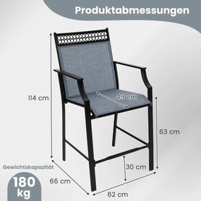 Costway Sada 2 zahradních židlí s rychleschnoucí látkou Vysoká terasová křesla