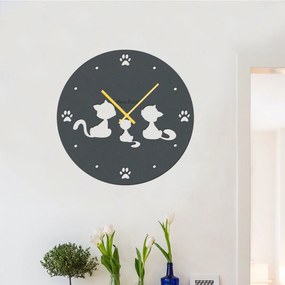 dřevo života Nástěnné hodiny KITTY Zvolte barvu dekoru: Antracitová, Zvolte velikost hodin (cm): 40x40