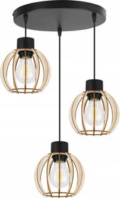 Závěsné Stropní Svítidlo Trojitý Lustr Dřevo Moderní Boho Led