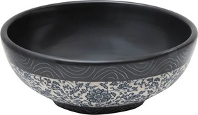 Umyvadlo na desku černé a modré kulaté Φ 41 x 14 cm keramika 155063
