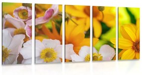 5-dílný obraz zářivá letní kytice - 100x50 cm