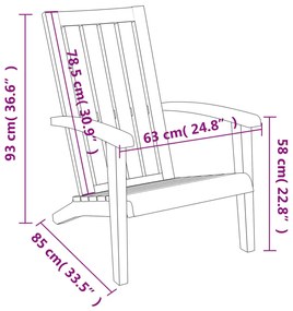 Zahradní židle Adirondack černá polypropylen - Default Title