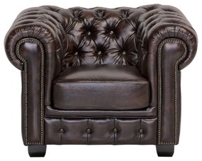 Massive home | Křeslo Chesterfield hnědé z pravé kůže VÝPRODEJ