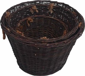 3dílná sada stohovatelných košů na dříví tmavě hnědé vrba 286986