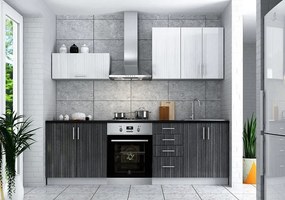 Casarredo - Komfort nábytek Kuchyňská linka CALVARI 180 cm, šedá/titan černý/bílý lesk